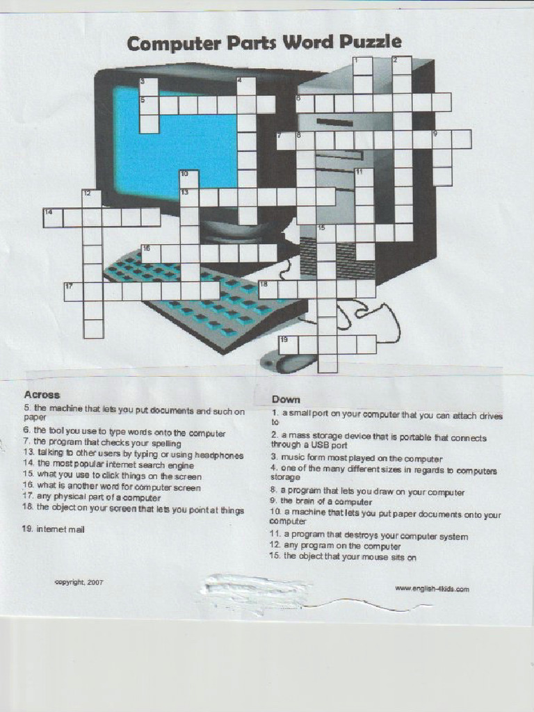 Computer Parts Crossword 3 | PDF