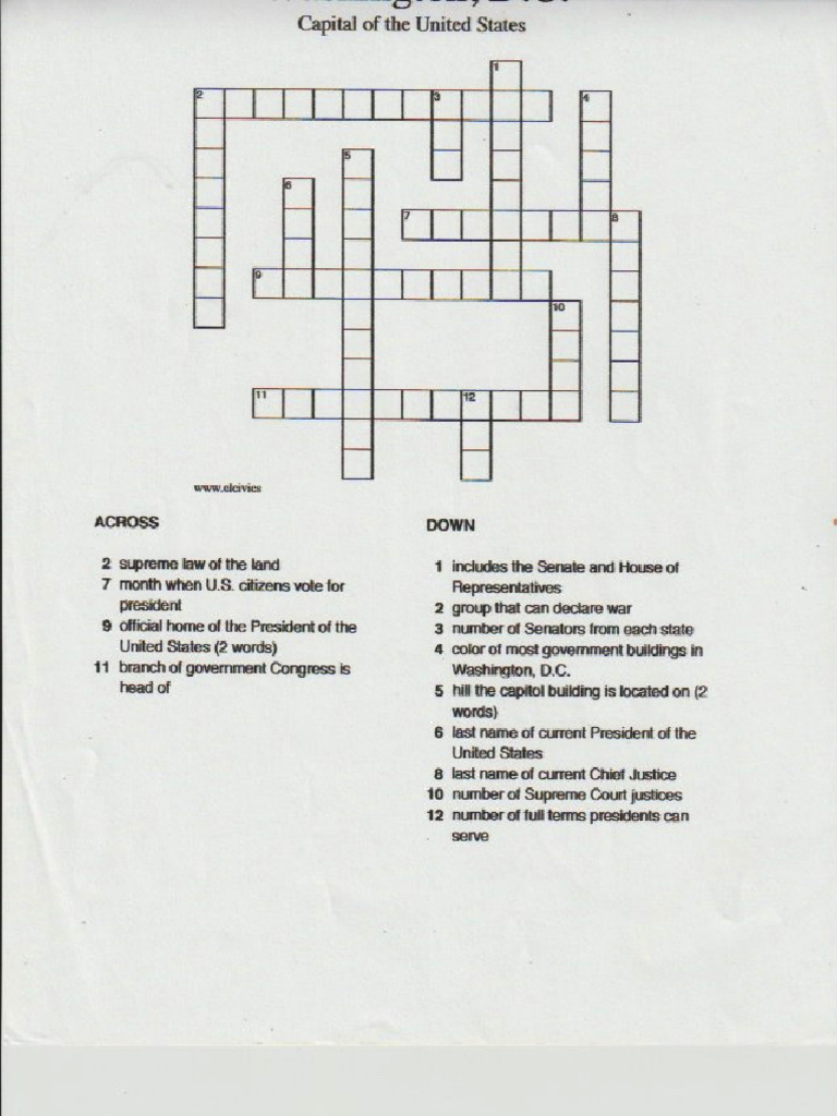 Washington DC Crossword | PDF
