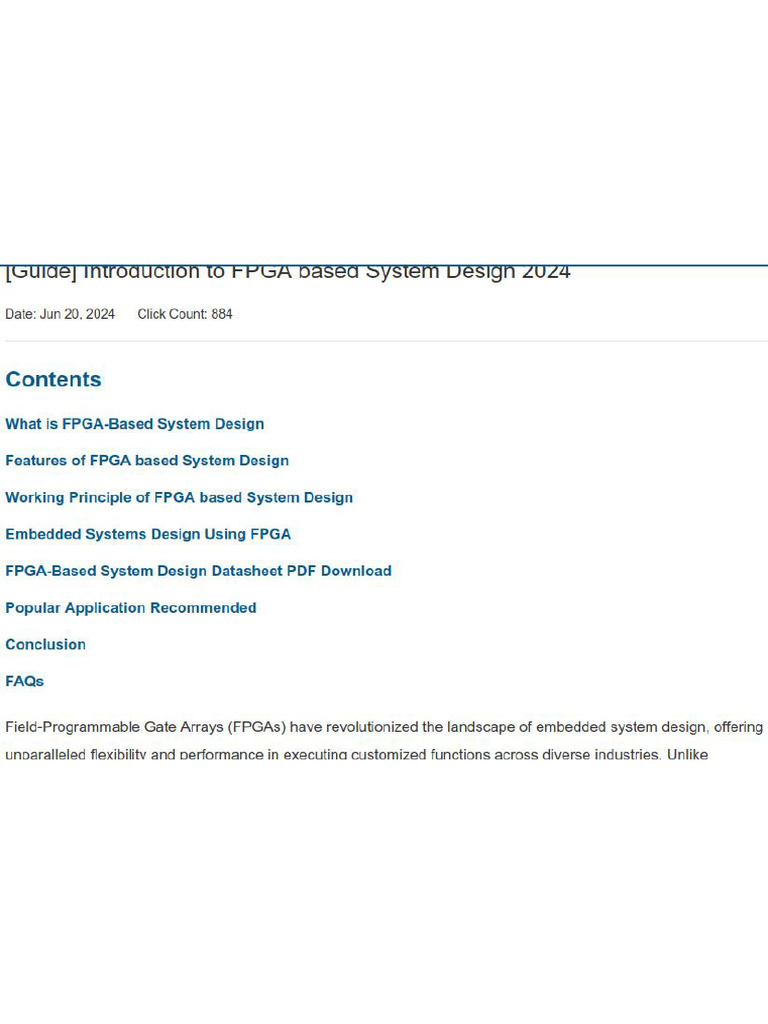 (Guide) Introduction To FPGA Based System Design 2024 - FPGAKey | PDF
