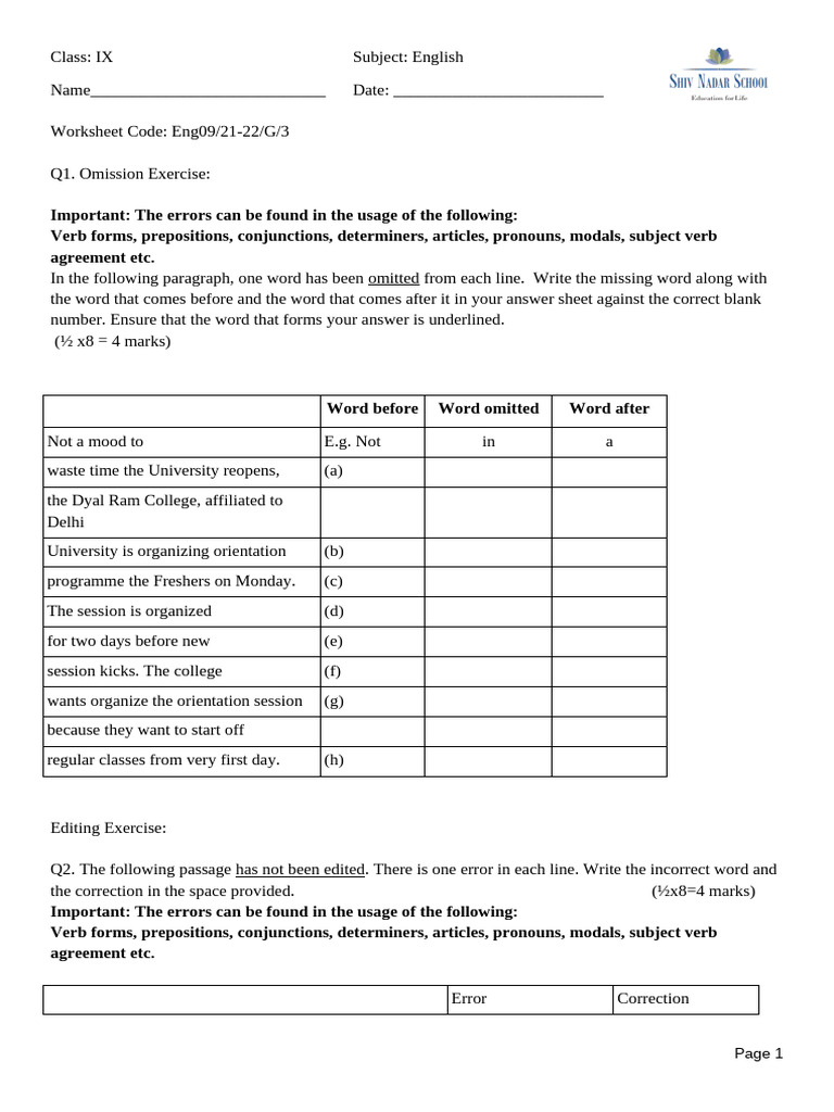 WS3 Mixed Bag Grammar Questions | PDF