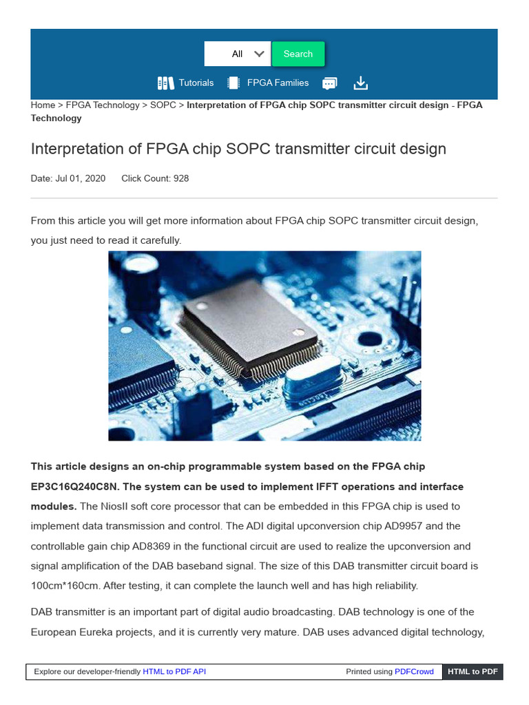Interpretation Of Fpga Chip Sopc Transmitter Circuit Design Fpgakey Pdf 