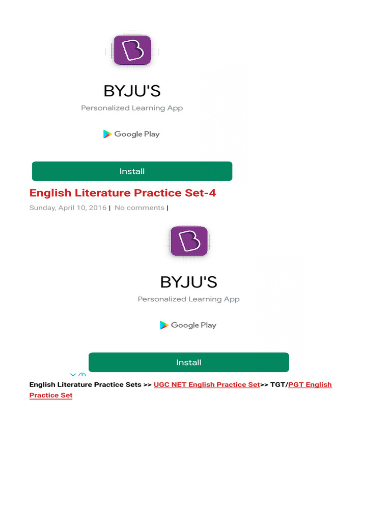 English Literature Practice Set 4.html 1 | PDF