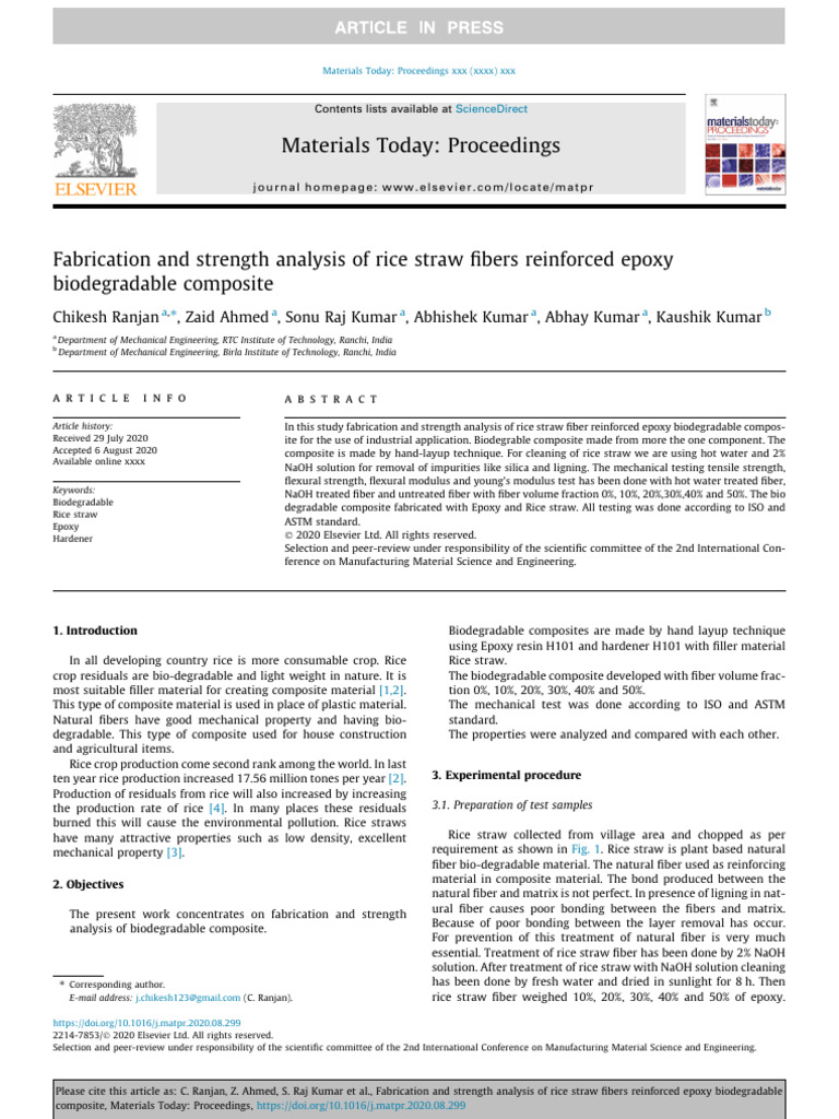 Fabrication and Strength Analysis of Ric | PDF | Composite Material | Epoxy