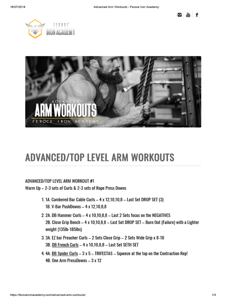 Advanced Arm Workouts - Feroce Iron Academy | PDF