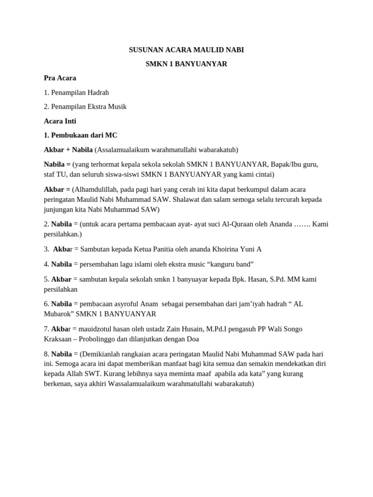Susunan Acara Maulid Nabi | PDF