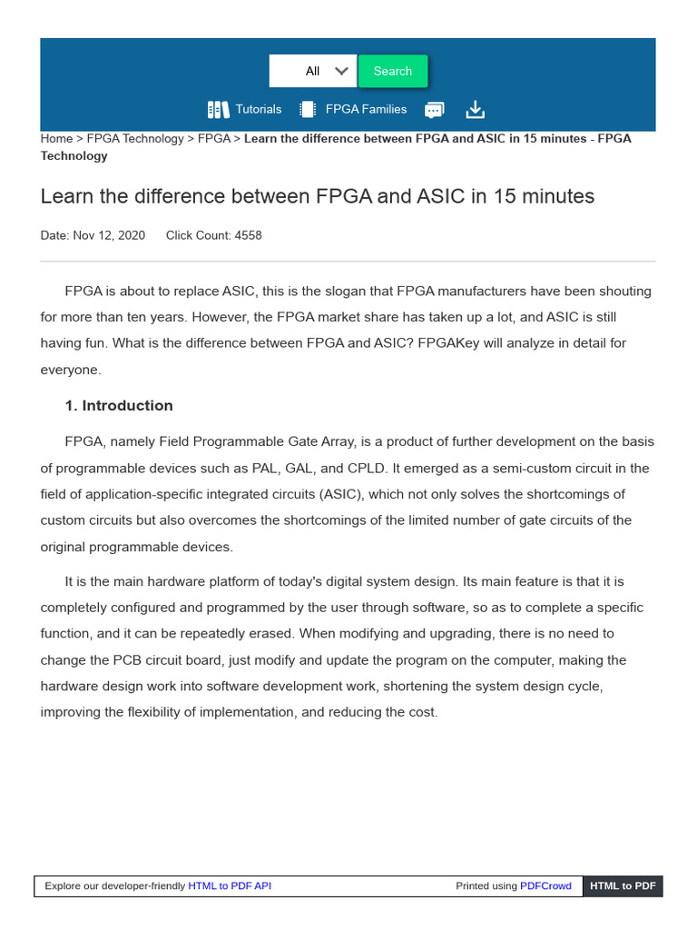 Learn The Difference Between FPGA and ASIC in 15 Minutes - FPGAKey | PDF