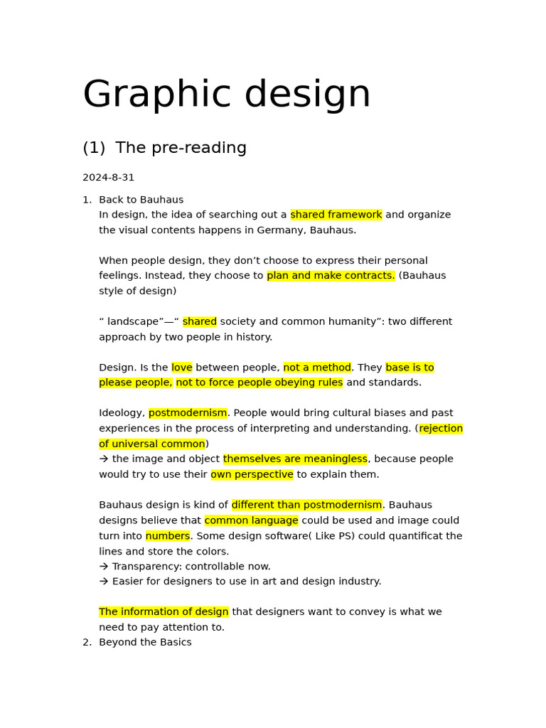 Graphic Design - Homework Notes | PDF
