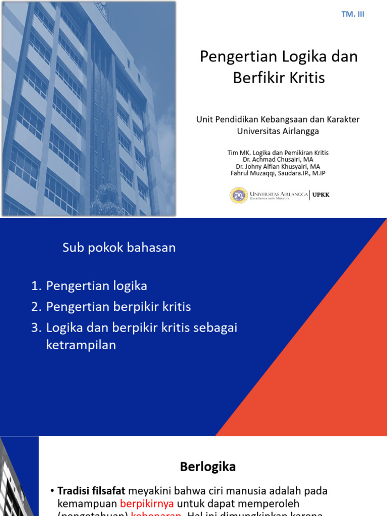 LPK - TM III - Pengertian Logika Dan Berpikir Kritis | PDF