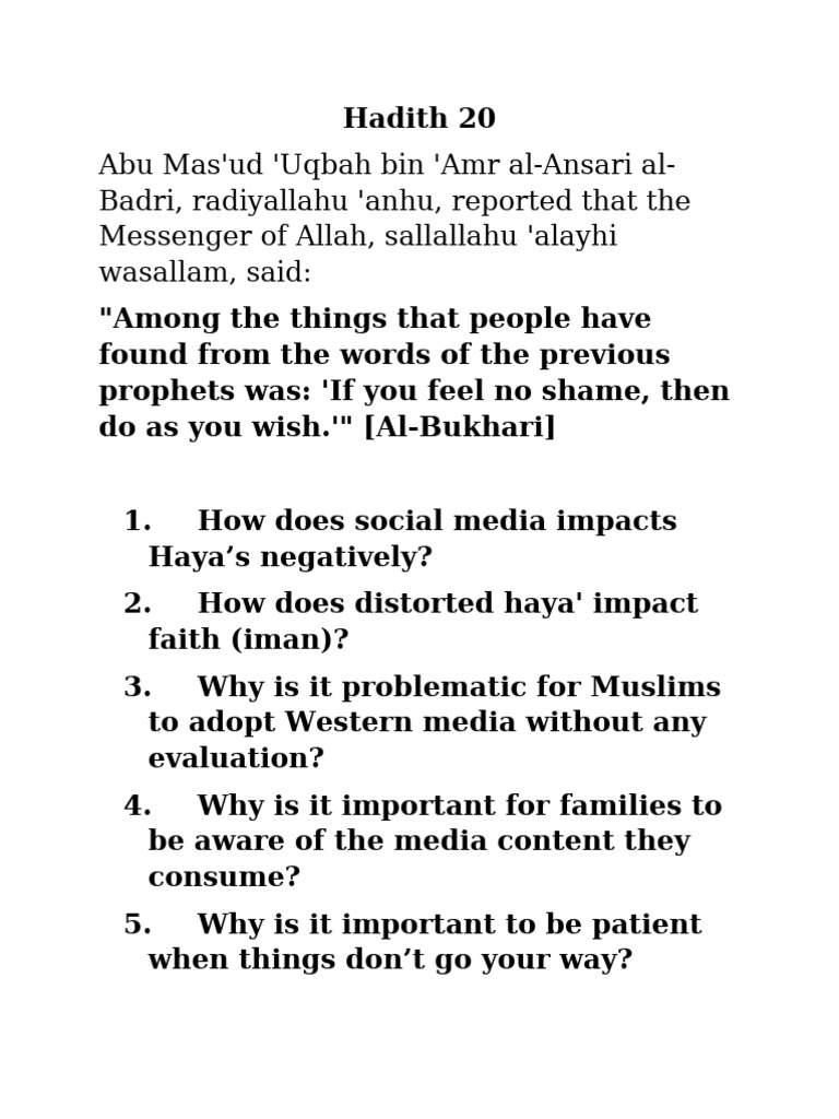 Hadith 20 | PDF