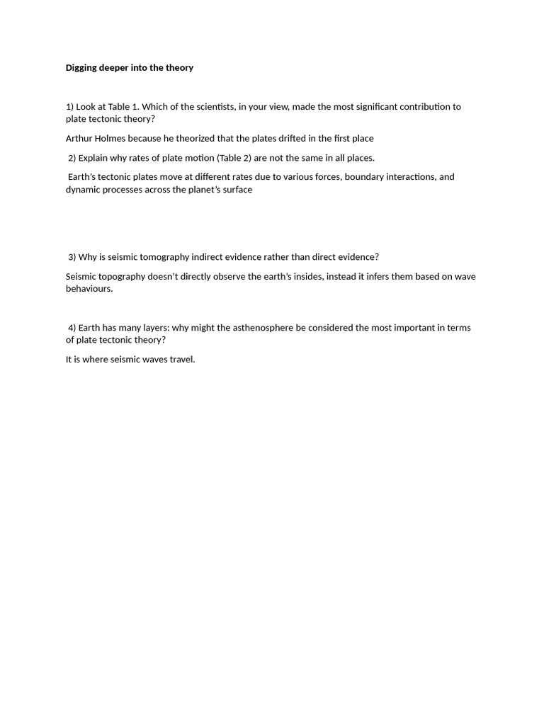 Digging Deeper Into The Theory - Questions | PDF