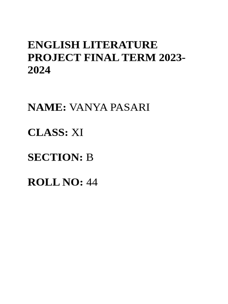 Vanya Pasari Literature Project | PDF