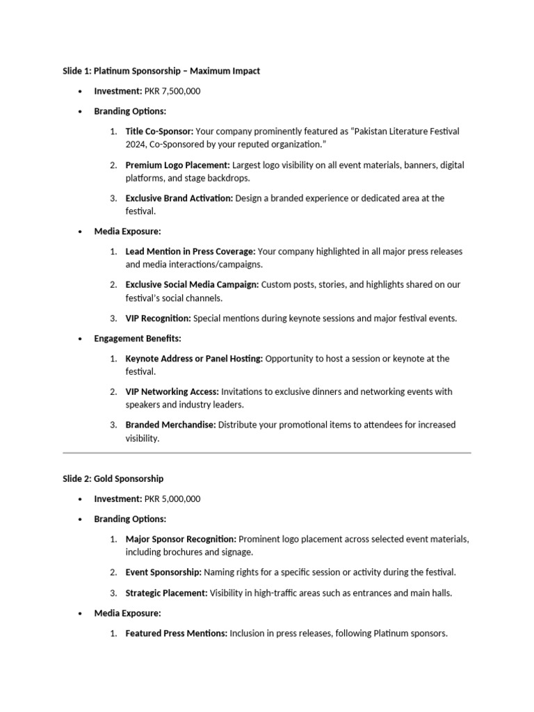 Festival Packages Slides | PDF