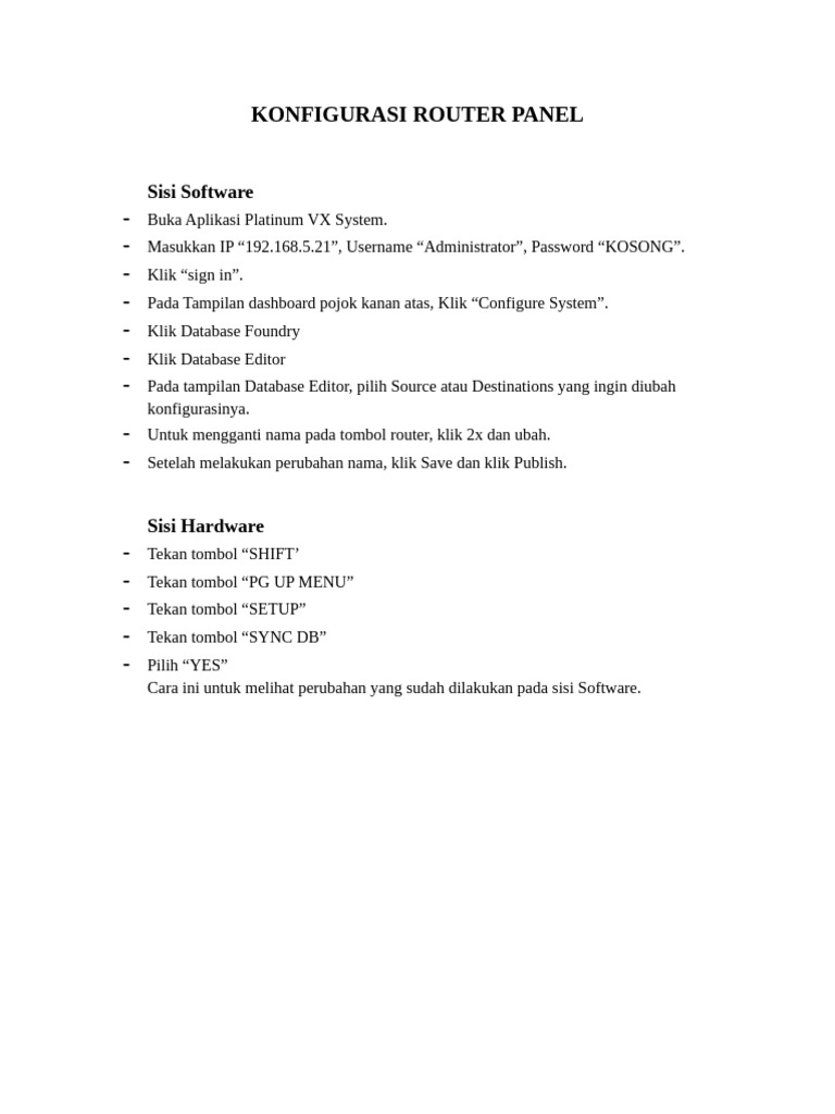 Konfigurasi Router Panel | PDF