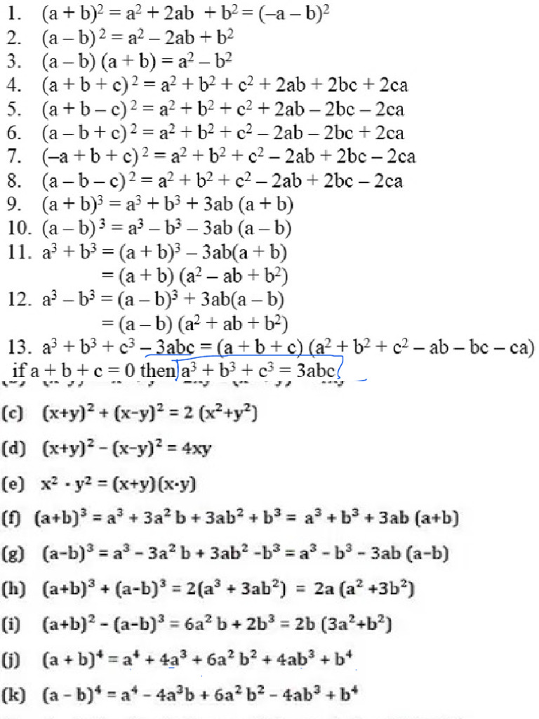 Algebra Formula | PDF
