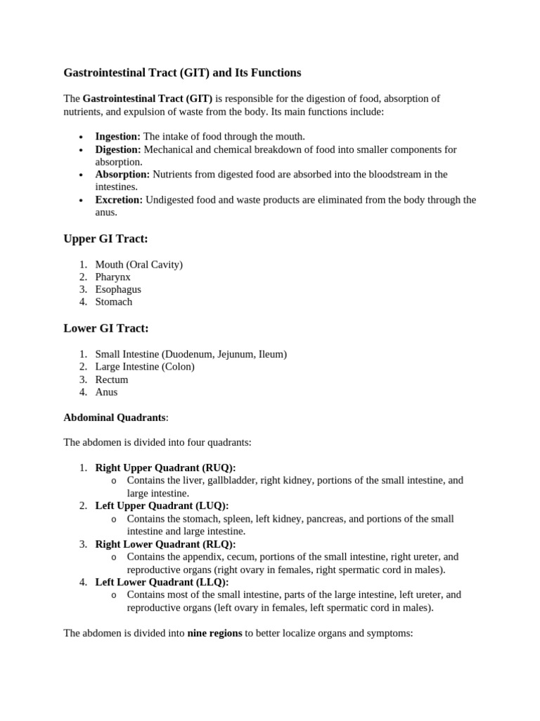 Gastrointestinal Tract | PDF