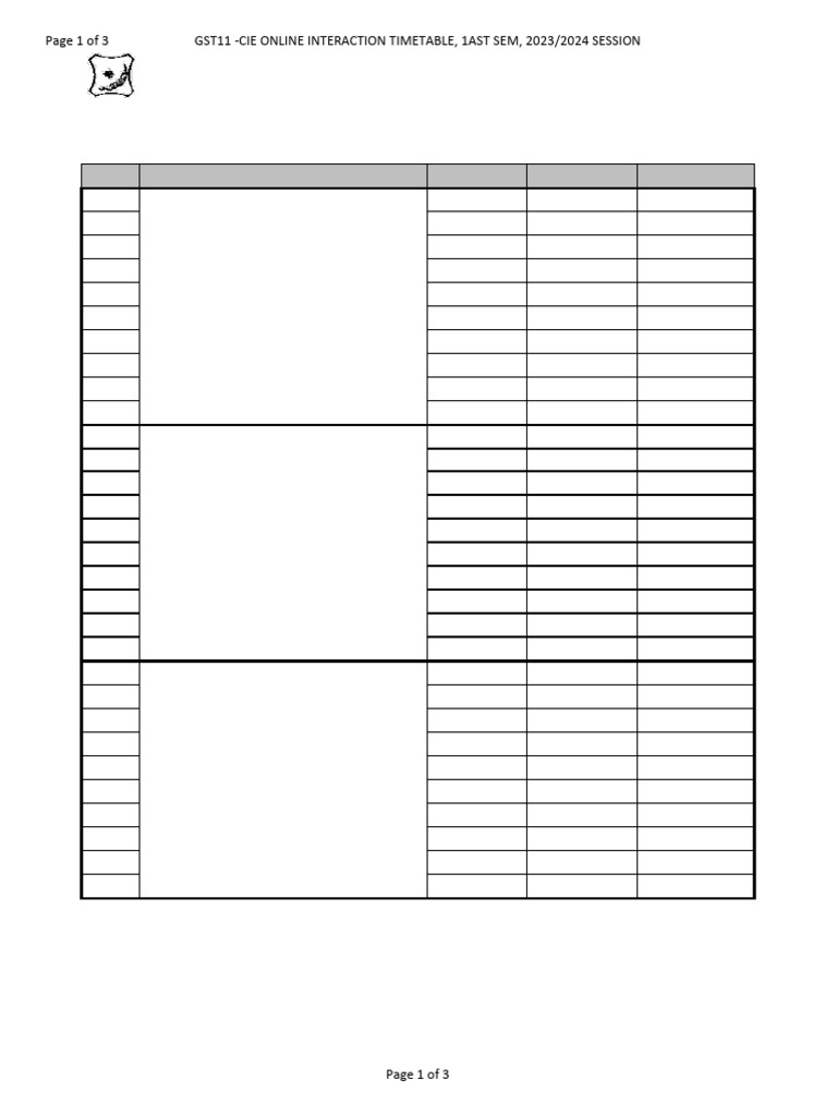 GST111 CIE Online Timetable 2023/24 | PDF