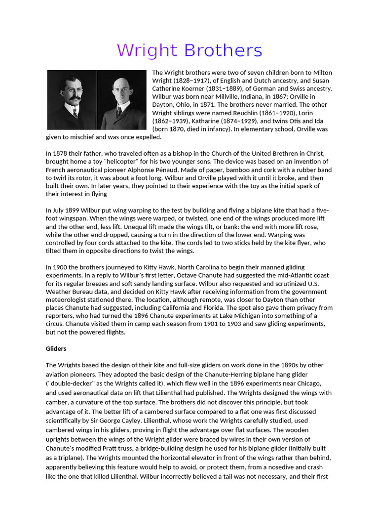 Wright Brothers | PDF