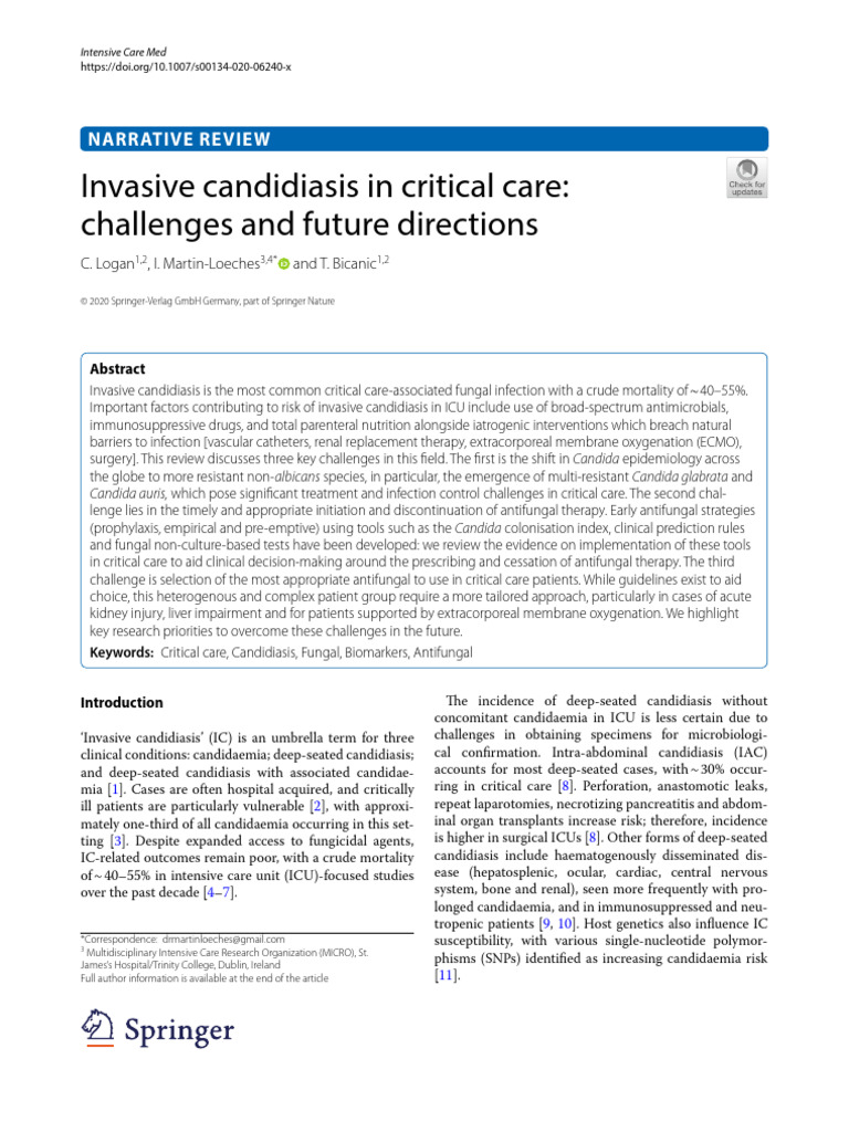 Invasive Candida | PDF | Candidiasis | Intensive Care Medicine