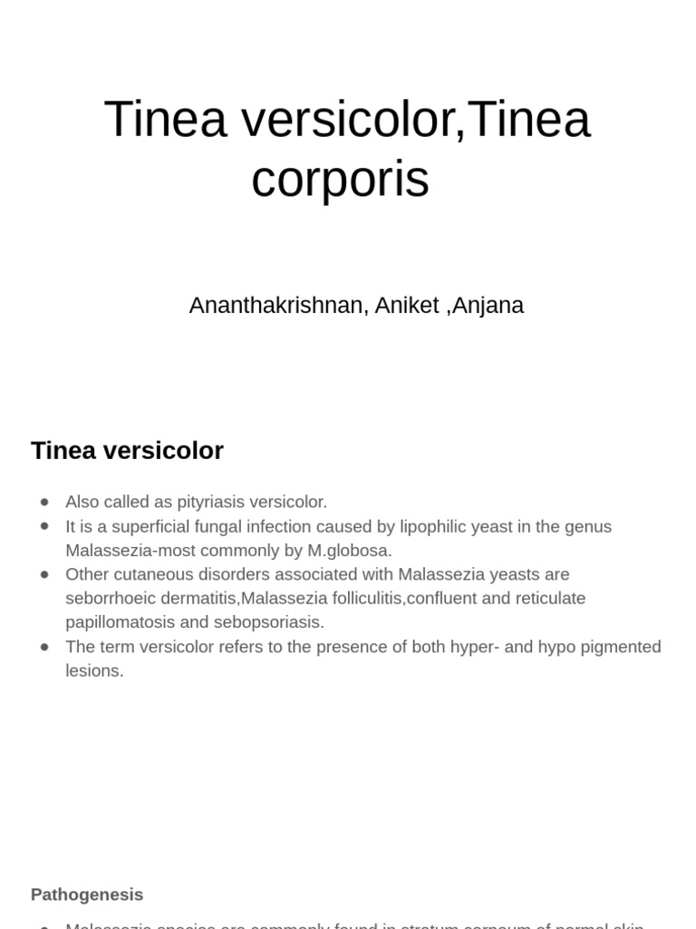 Tinea Versicolor, Tinea CorporisA | PDF | Cutaneous Conditions ...