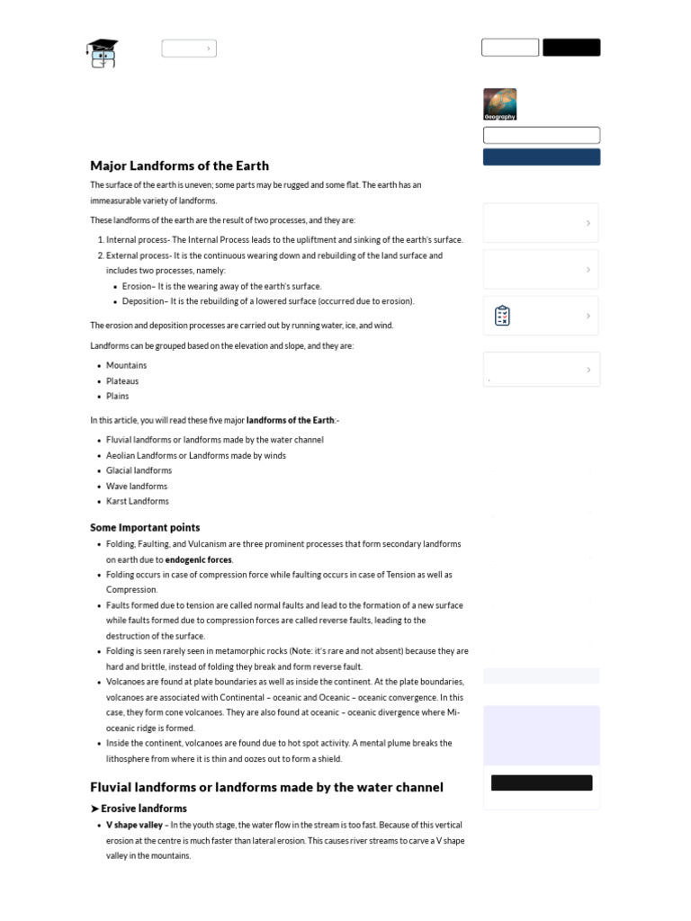Types of Land Forms | PDF
