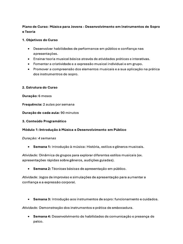 Plano de Curso Guarulhos | PDF