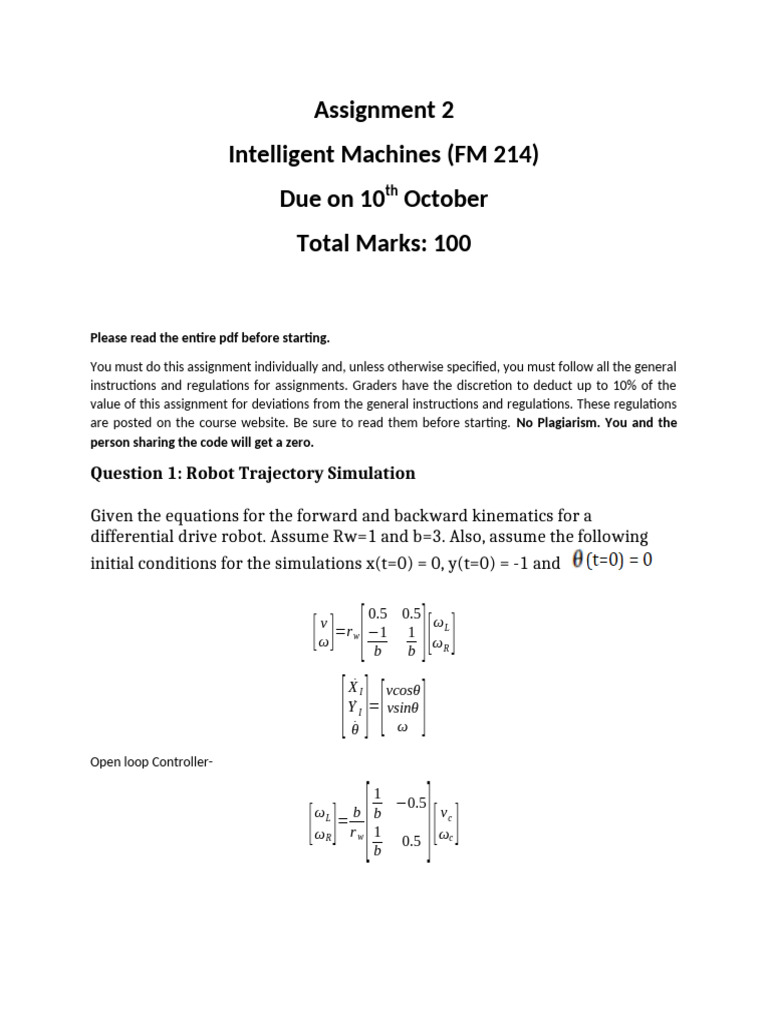 Assignment 2 Robot Trajectory Simulation | PDF | Applied Mathematics ...