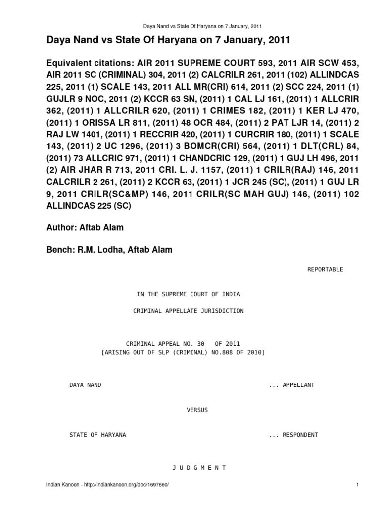 Daya Nand Vs State of Haryana | PDF | Appeal | Public Law