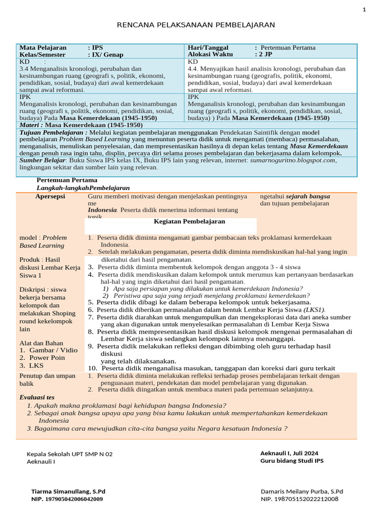 RPP Ips Kelas 9 Bab 4 - WWW - Kherysuryawan.id | PDF