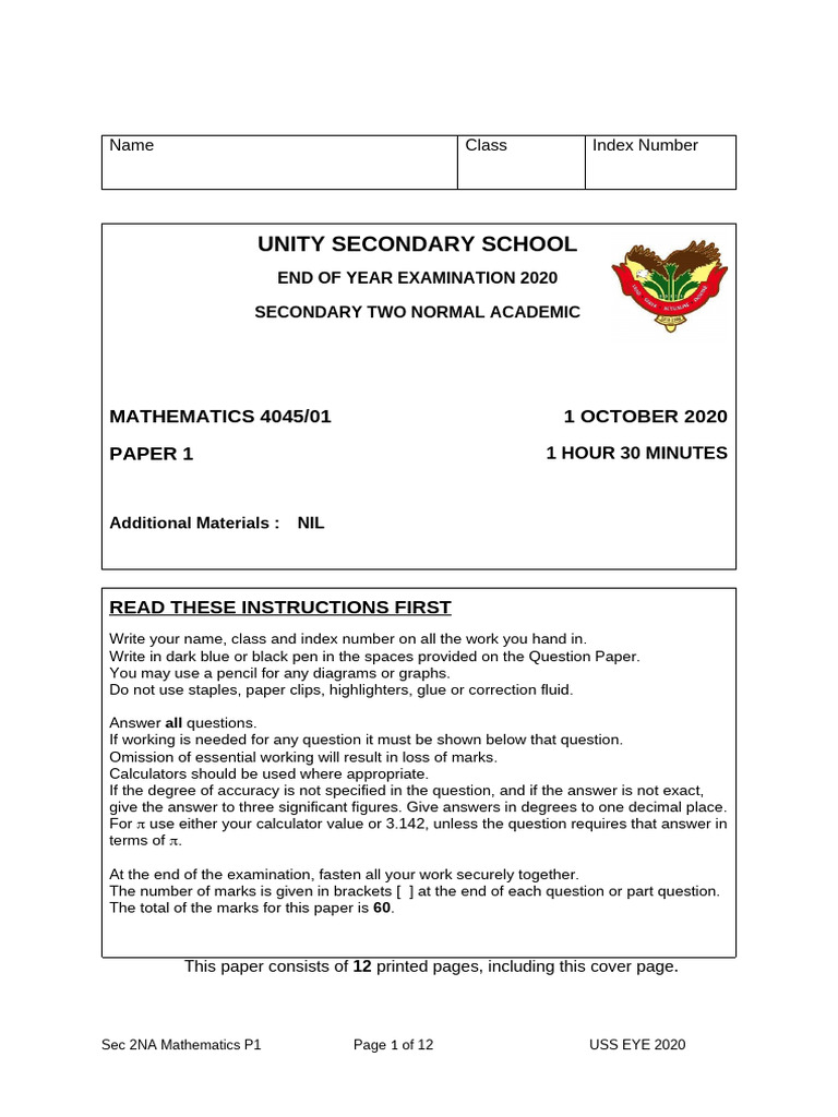 2n Math Eye p1 2020 - QP | PDF