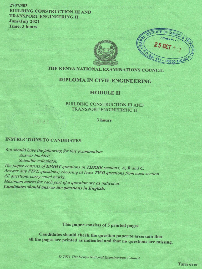 Building Construction III and Transportation Engineering II Module III ...