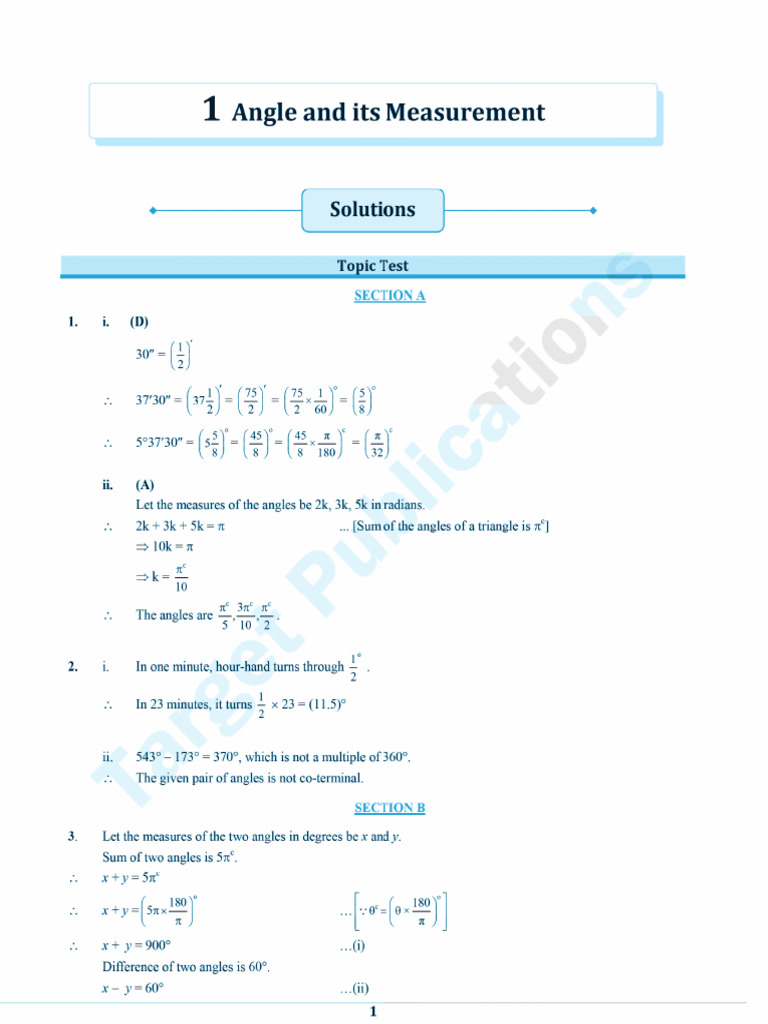 01 Angle and Its Measurement - 661e6fa56ea92 | PDF