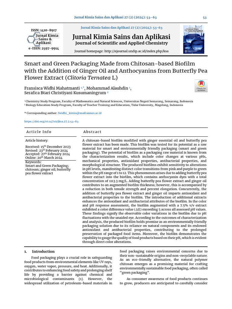 Chitosan Biofilm for Eco-Friendly Packaging | PDF | Buffer Solution ...