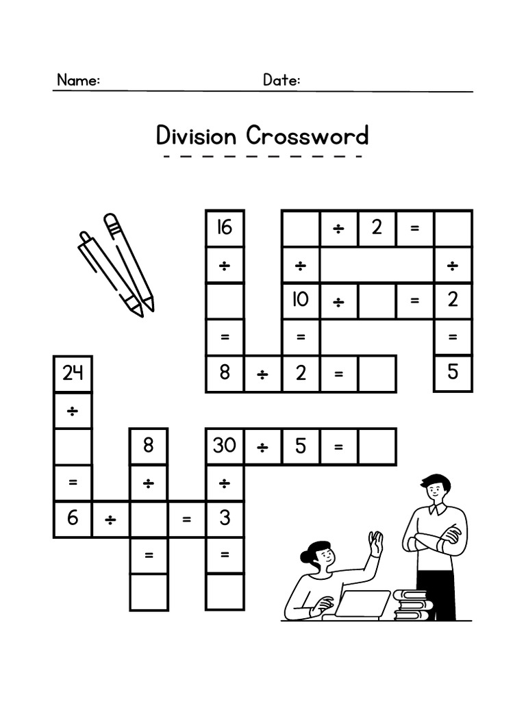 Black and White Division Crossword Puzzle | PDF