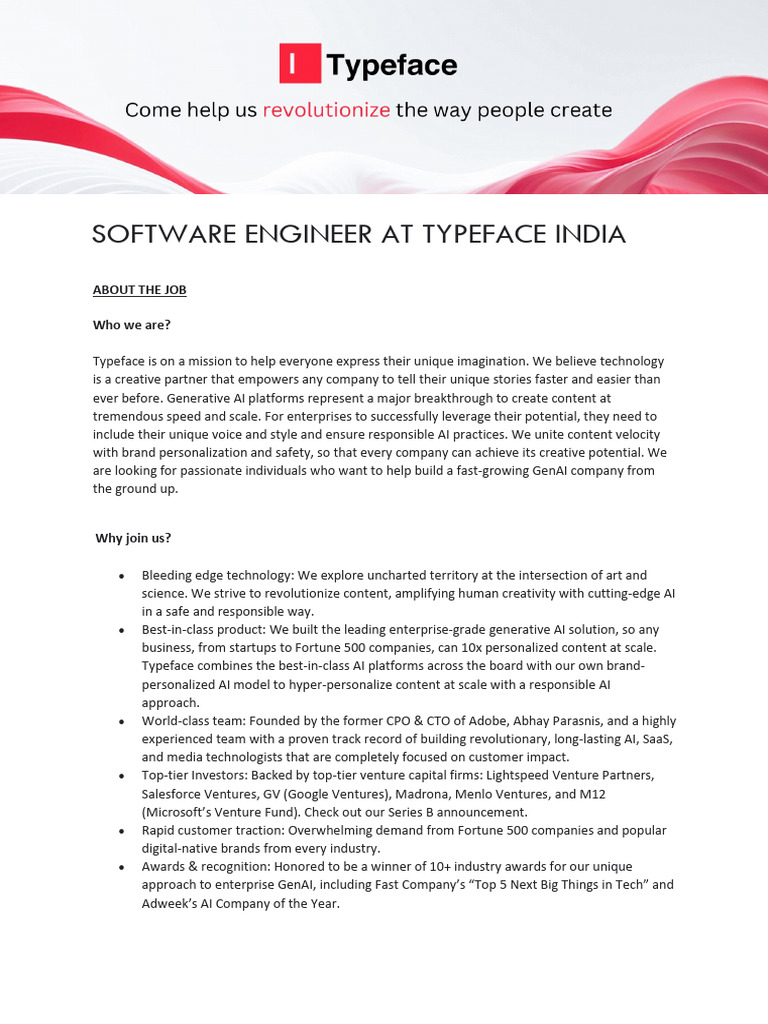 Typeface - Software Engineer JD | PDF