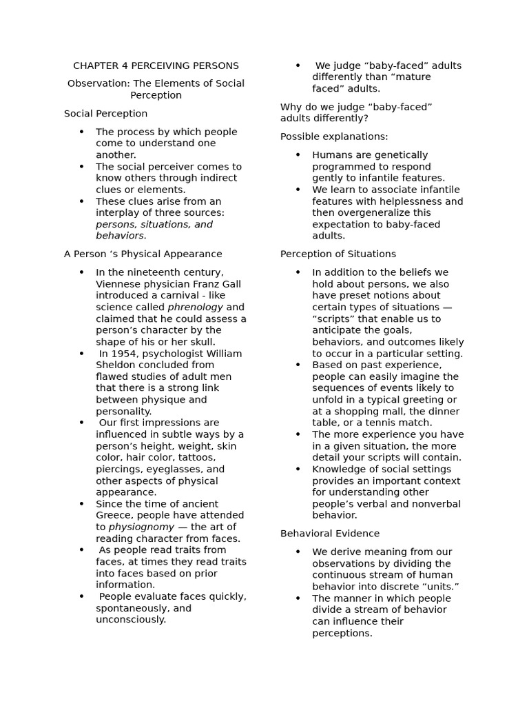 CHAPTER 4 PERCEIVING PERSONS | PDF