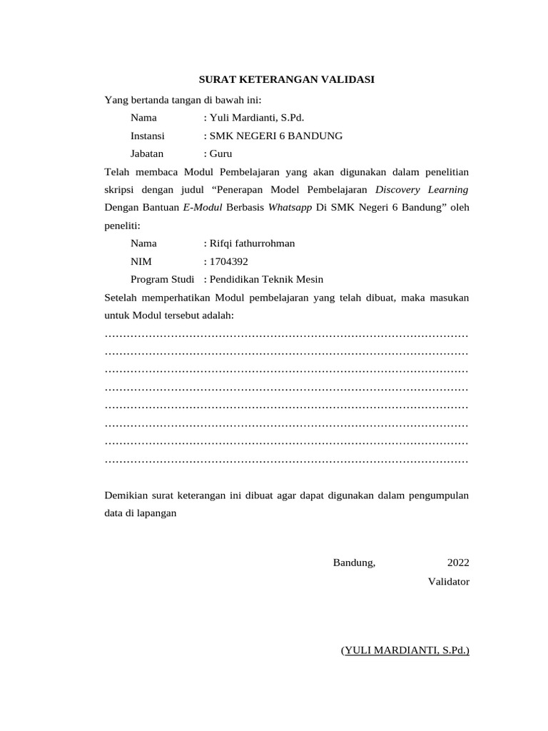 Modul - SK Validasi Bu YULI | PDF