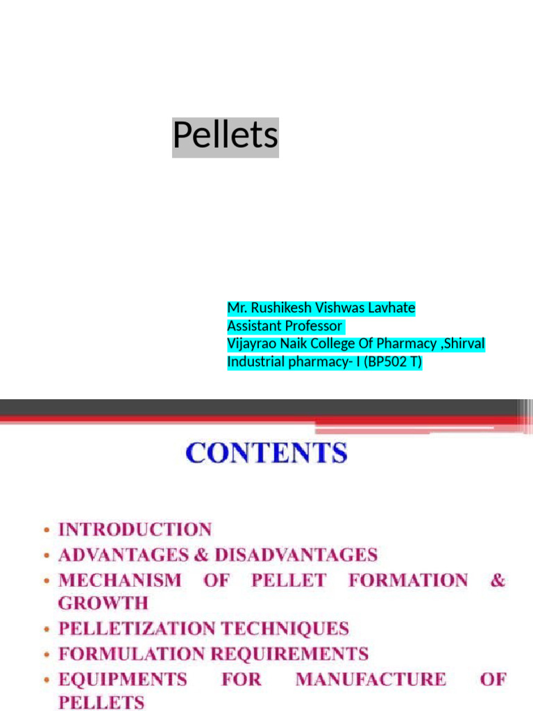pellets formulation and evaluation | PDF