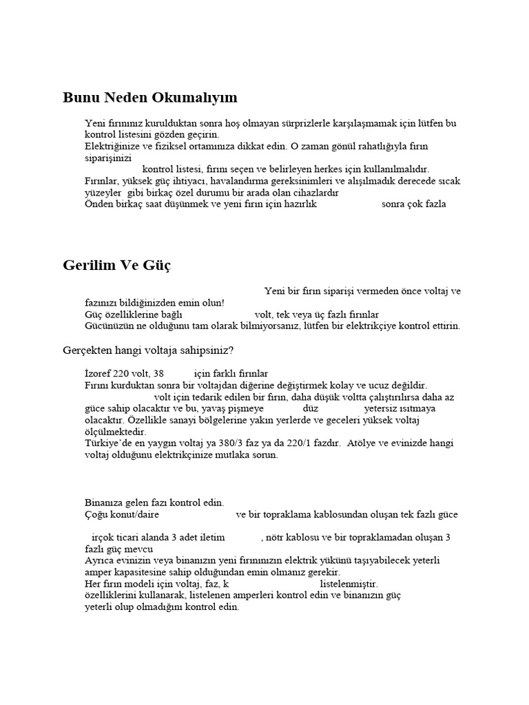 Firin Almadan Önce Mutlaka Okuyun! | PDF