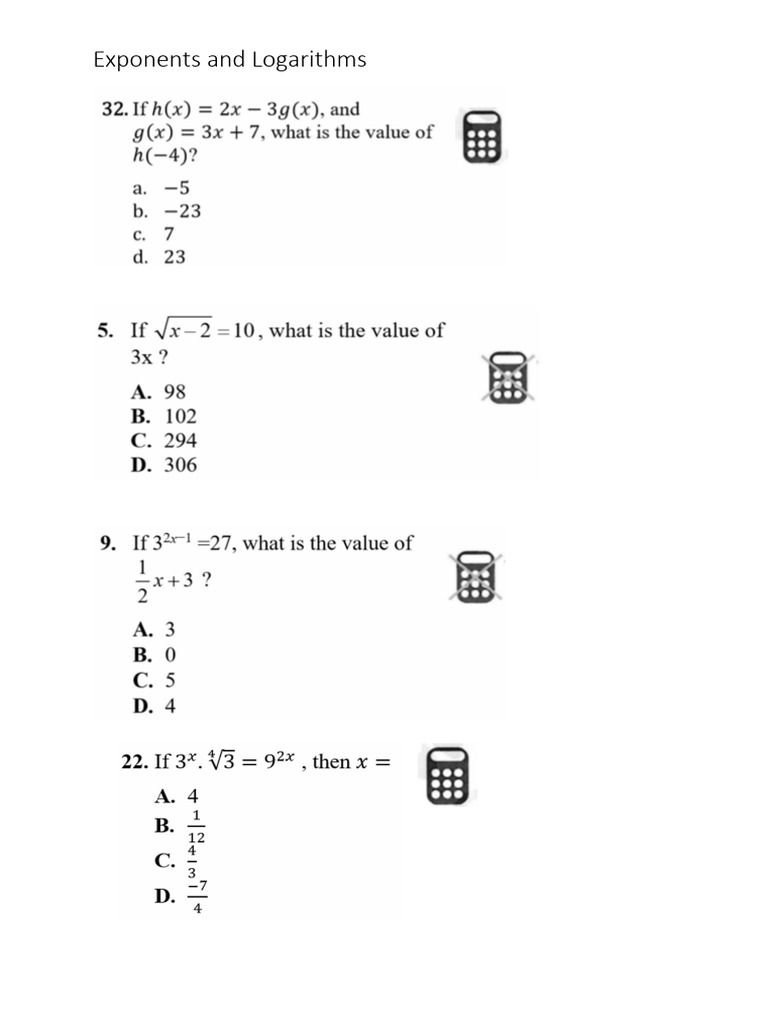 Exponents and Logarithms | PDF