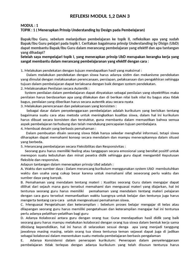 Cerita Refleksi Modul 1 2 Dan 3 | PDF