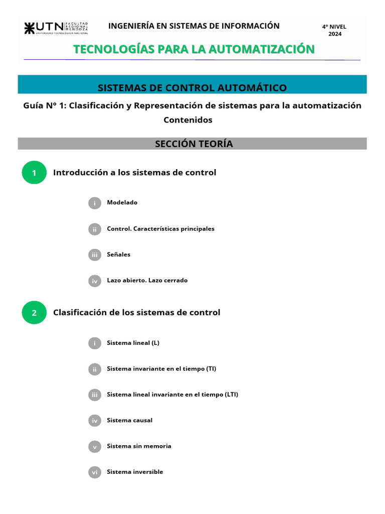 Guía 1. Sistemas de Control Automático | PDF | Sistema de control | Señal analoga
