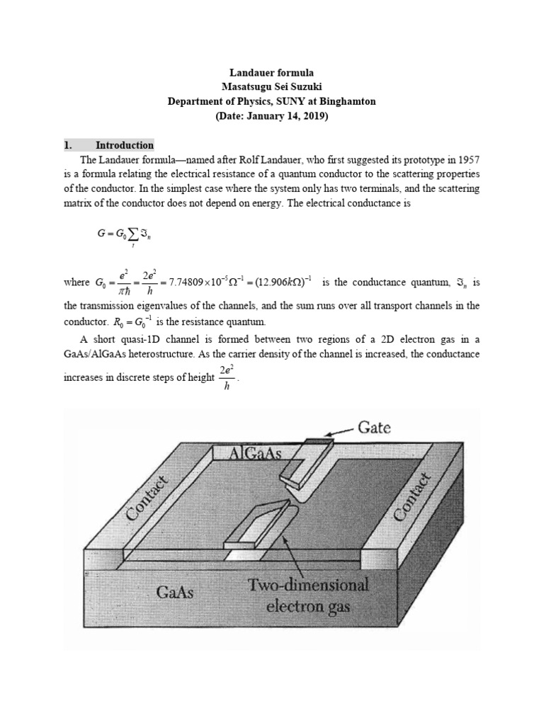 Landauer Formula in Nanostructures | PDF