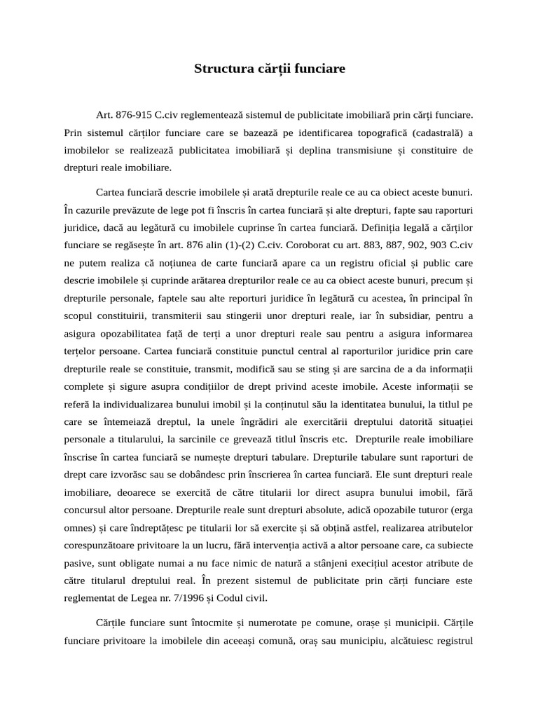 Structura Cărții Funciare | PDF