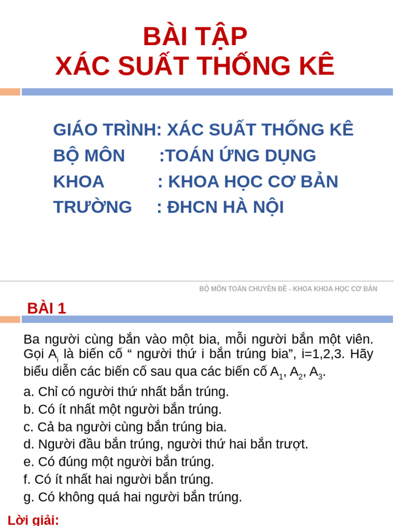 Bai Tap XSTK 1 | PDF | Paris