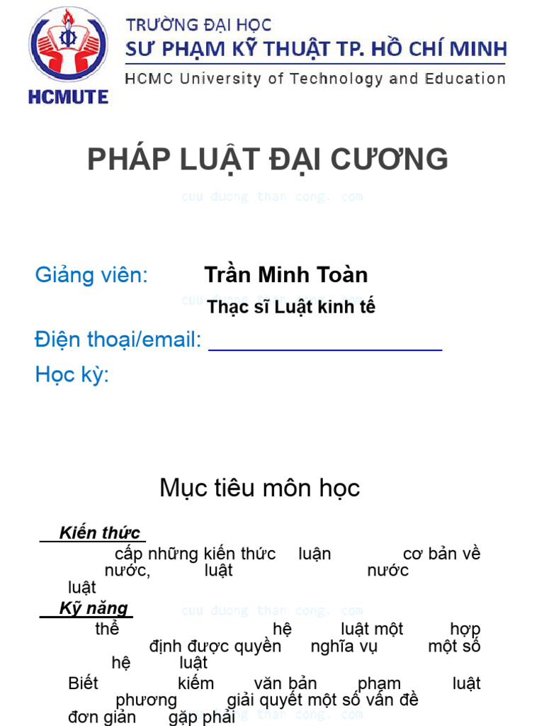 Phap Luat Dai Cuong Tran Minh Toan Bai 1 Ll Nhung Van de Co Ban Ve Nha ...