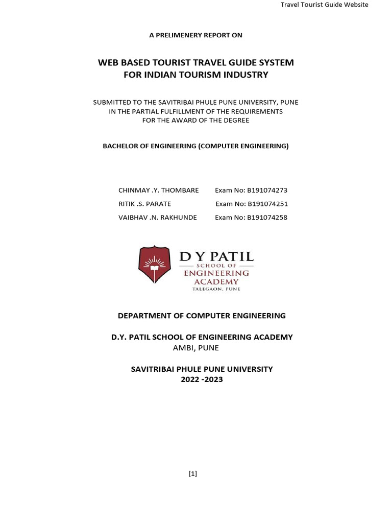 Web Based Tourist Travel Guide System For Indian Tourism Industry | PDF