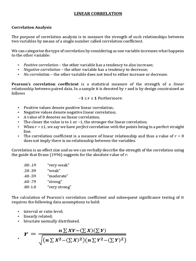 [Student's Handouts] Correlation Analysis | PDF