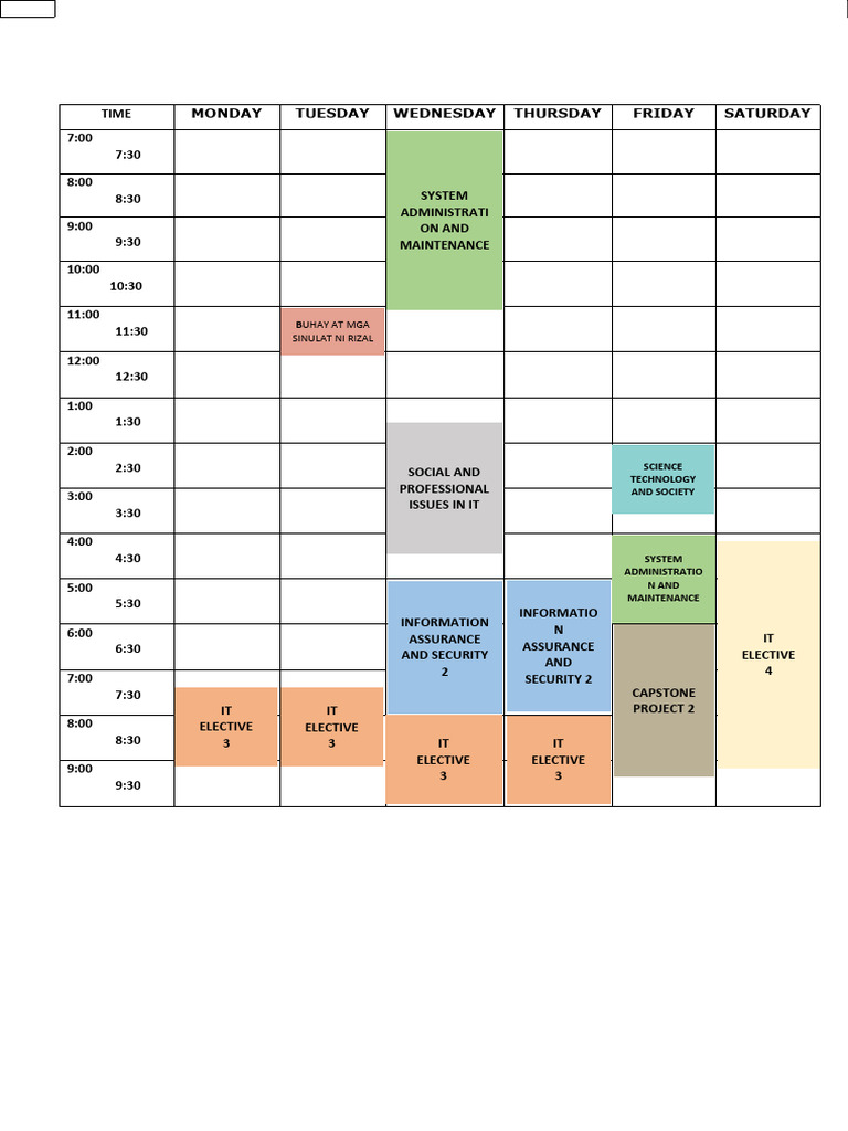 4th Year Schedule (1) | PDF