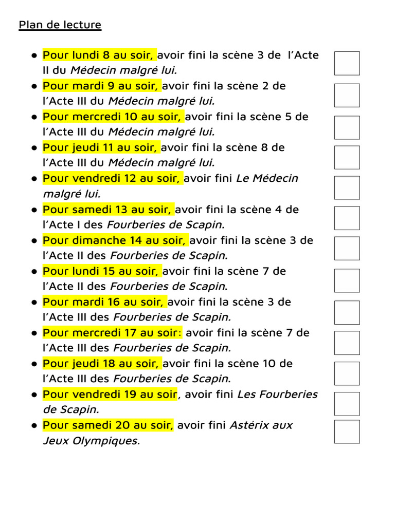 Plan de lecture | PDF