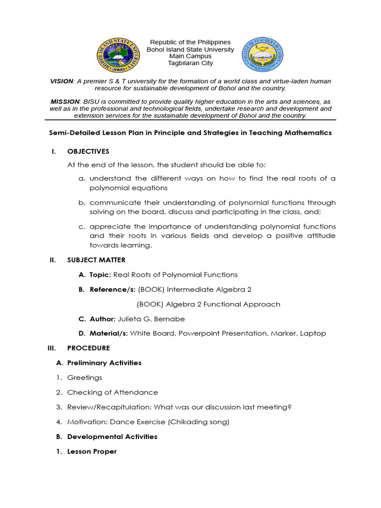 M118 S Detailed Lesson Plan Final Pdf